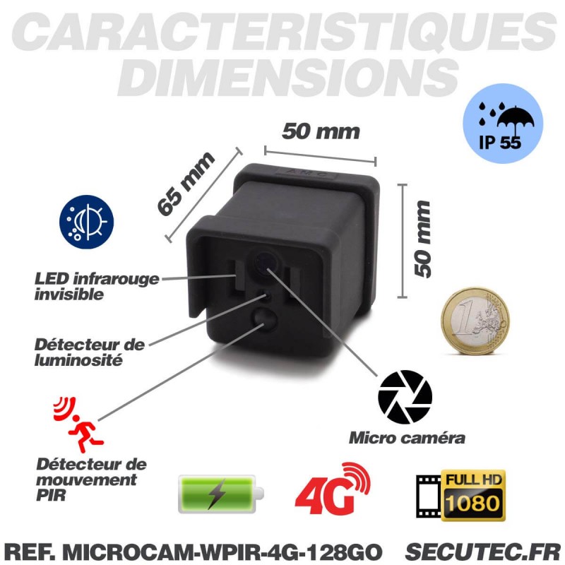 Kit micro caméra 4G HD 1080P longue autonomie avec détection de ...
