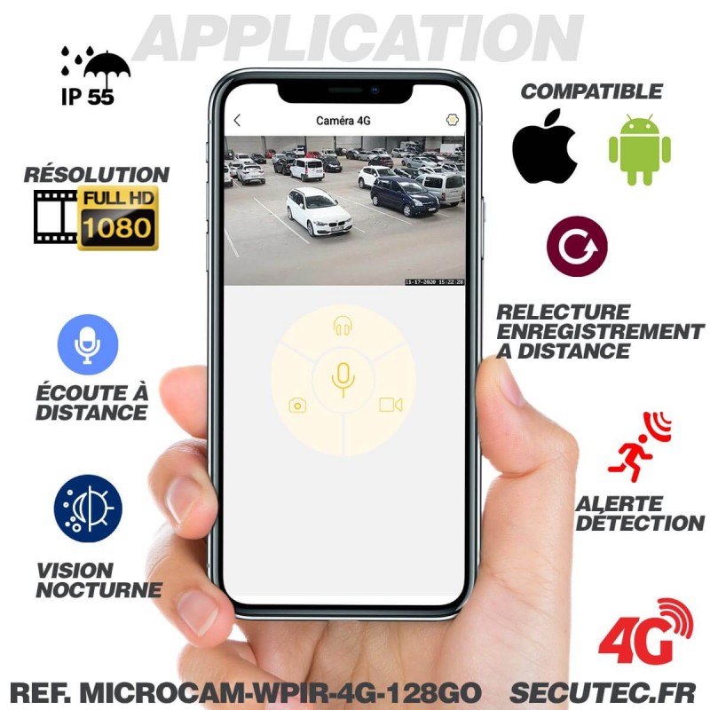 Kit micro caméra 4G HD 1080P longue autonomie avec détection de ...