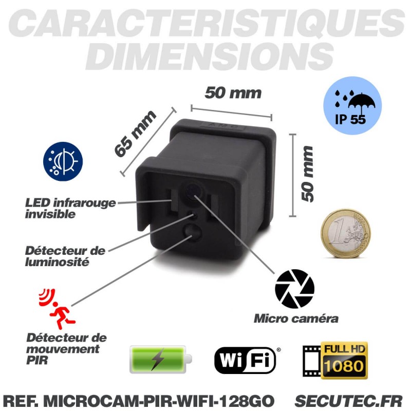 Kit micro caméra WiFi HD 1080P longue autonomie waterproof avec ...