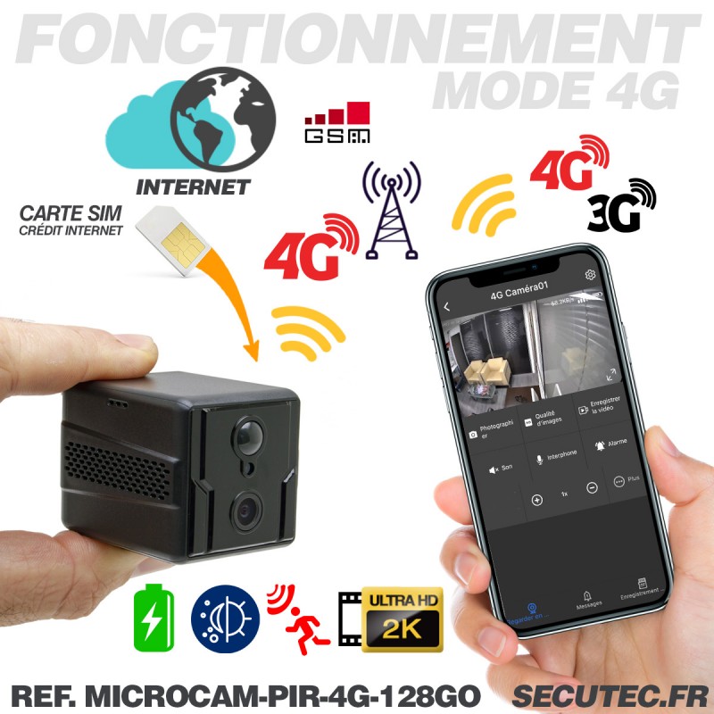 Micro caméra espion 4G HD 1080P longue autonomie détection IR invisible