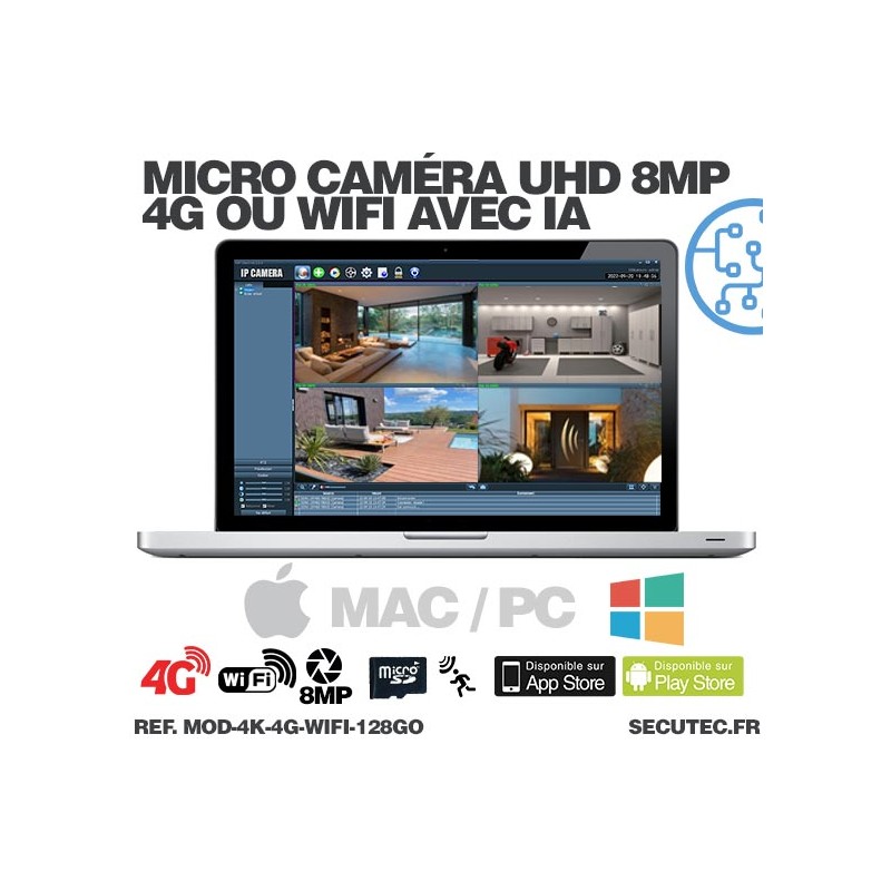 Mini caméra de surveillance 4G ou WiFi à intégrer accès à distance via ...