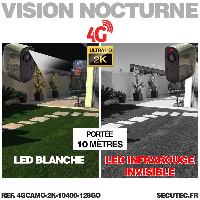 Caméra 4G camouflage 2K infrarouge invisible très longue autonomie ...