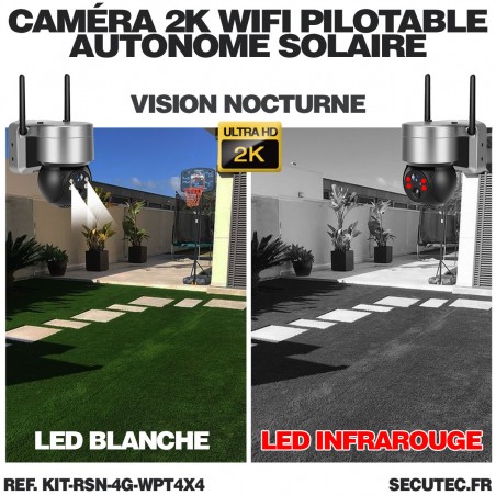 Kit vidéosurveillance 3G 4G autonome 4 caméras pilotables WIFI 2K