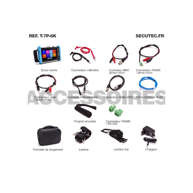 Testeur et scanner de caméra 8K max avec écran tactile 7 pouces