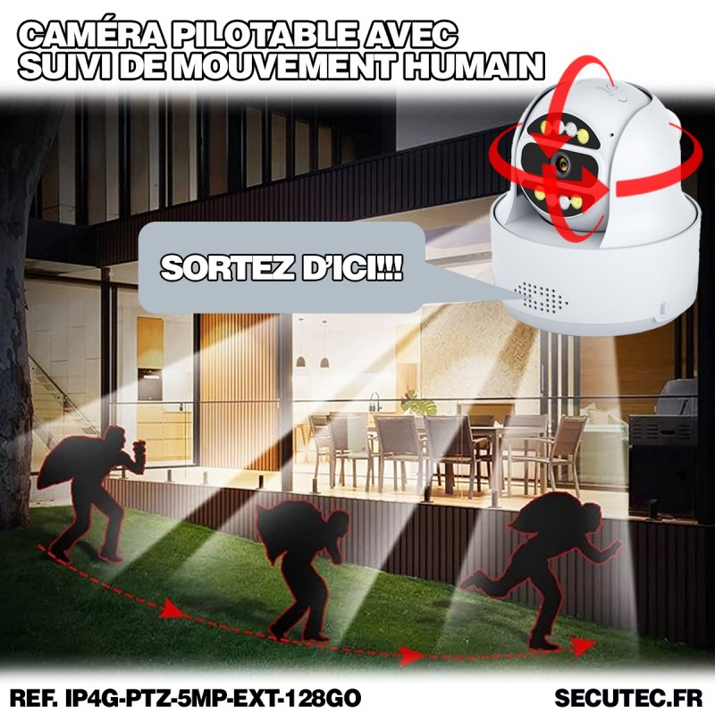 Camera exterieur 4G WiFi pilotable UHD 4K detection de mouvement et de ...
