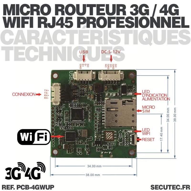 Micro routeur industriel professionnel 3G 4G connexion WiFi pour ...