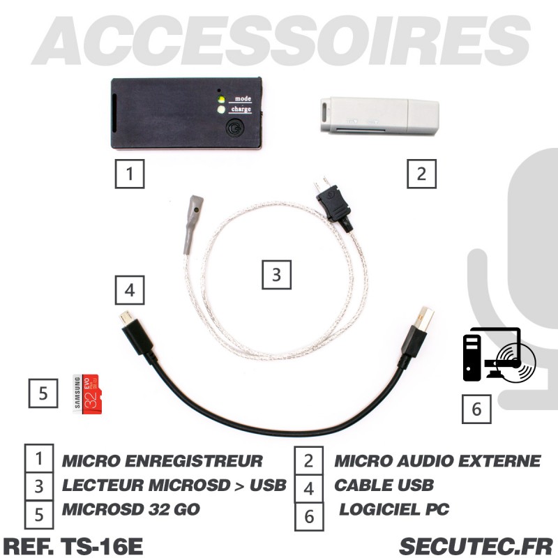 Micro enregistreur audio professionnel haute sensibilité 32 Go longue ...