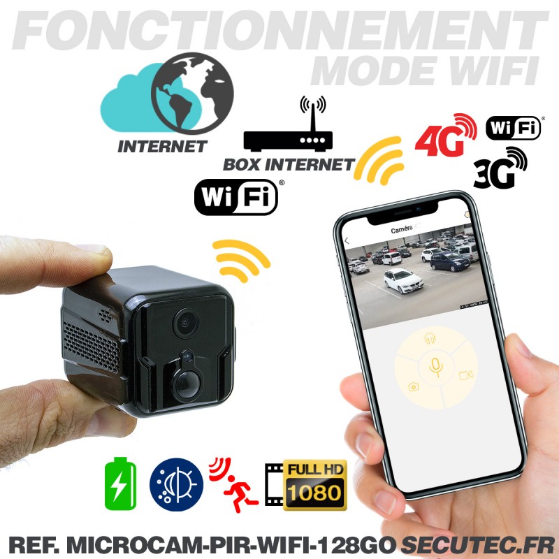 Micro caméra espion WiFi HD 1080P longue autonomie détection IR invisible