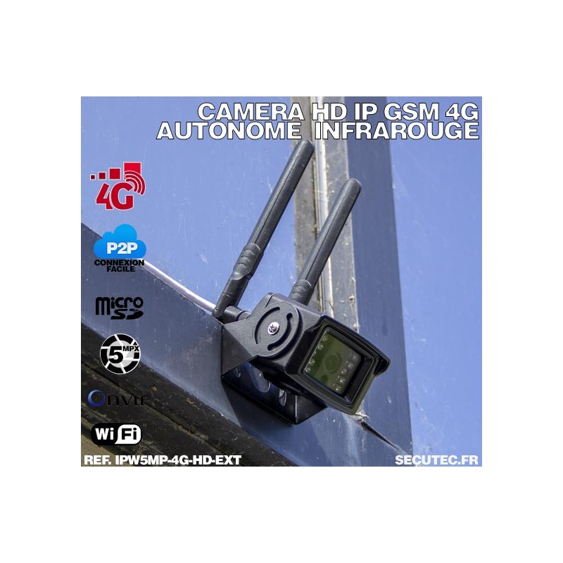 Caméra IP GSM 4G WiFi UHD 5 Mpx waterproof Infrarouge accès à distance ...