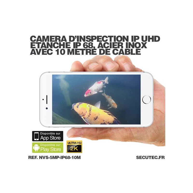 Caméra inspection sous marine IP Ultra HD 5 Mpx étanche 10 mètres en ...