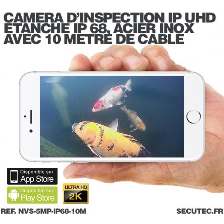 Caméra inspection sous marine IP Ultra HD 5 Mpx étanche 10 mètres en ...