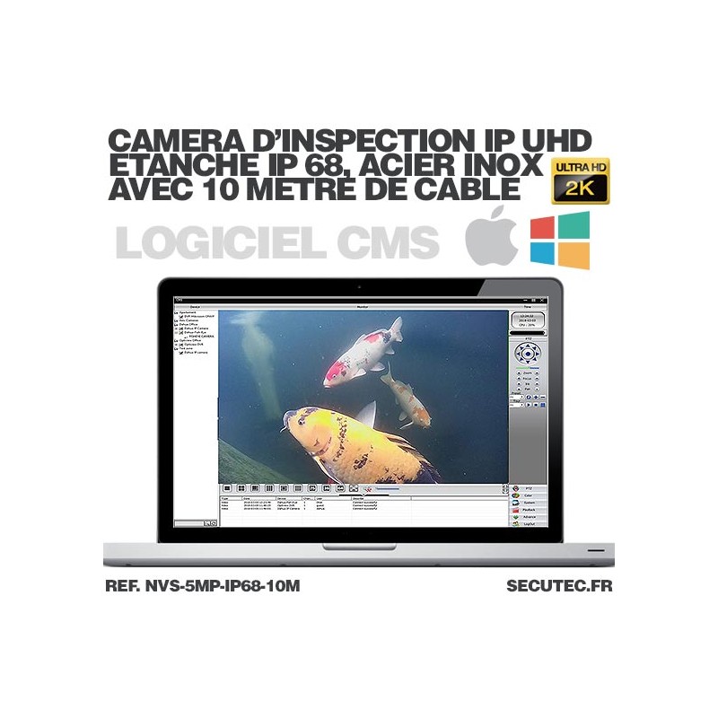 Caméra inspection sous marine IP Ultra HD 5 Mpx étanche 10 mètres en ...